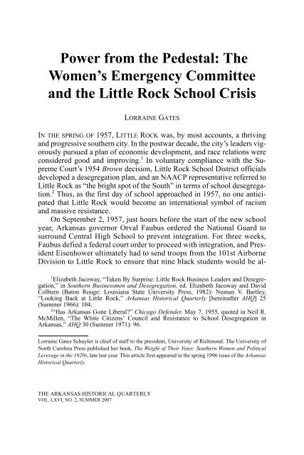 The Women's Emergency Committee and the Little Rock School Crisis