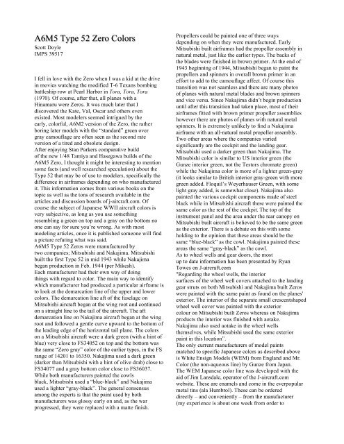 A6M5 Type 52 Zero Colors - IPMS Memphis