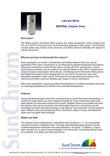 Technical Specifications - SunChrom