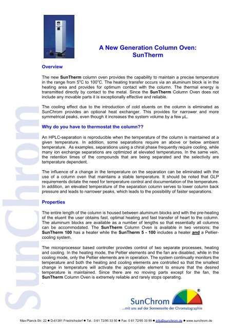 Technical Specifications - SunChrom