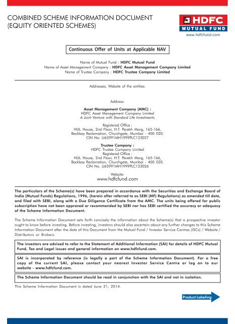 SID (Equity) - HDFC Mutual Fund