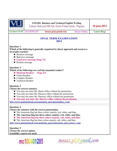ENG201-Finalterm-solved-mcqs - vuZs ENG201-Finalterm-solved-mcqs - vuZs