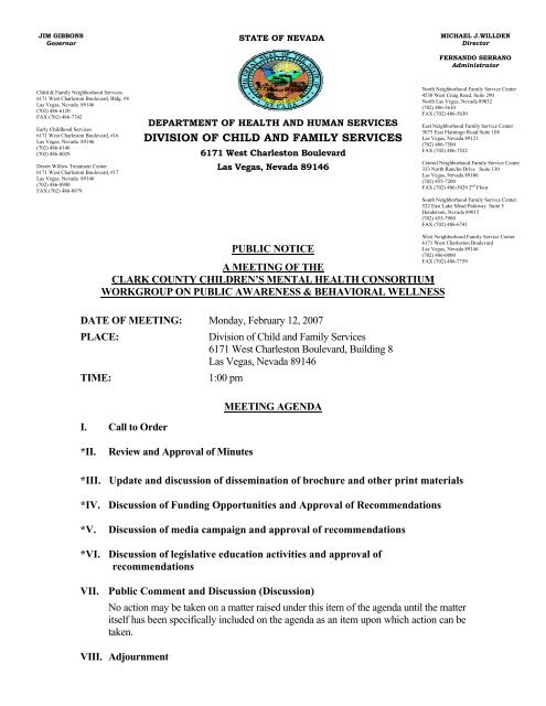 STATE OF NEVADA - Division of Child and Family Services