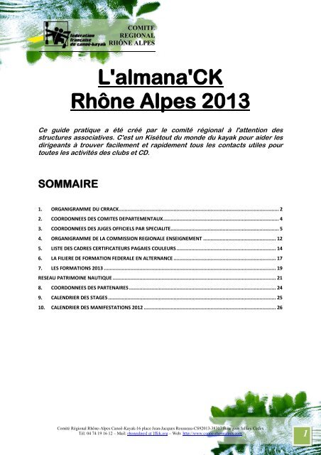 (version coordonnée au 27 août 2013) SOMMAIRE