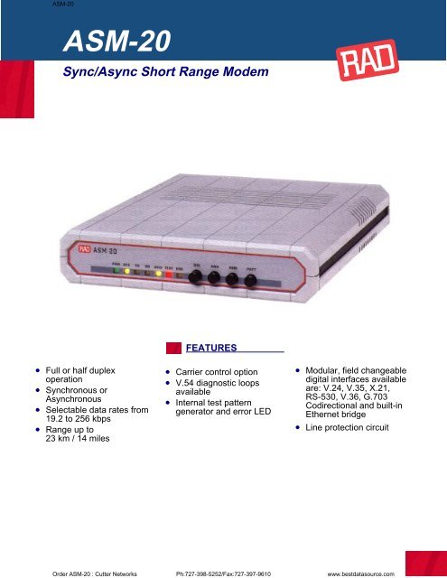 RAD ASM20 data sheet - Cutter Networks