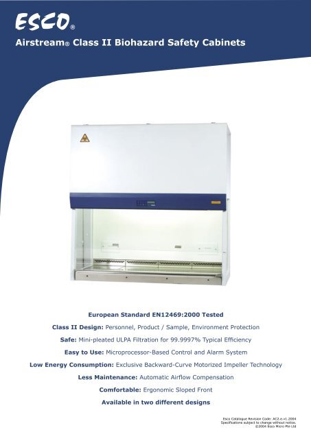 Esco Airstream Class Ii Biological Safety Cabinet Manual | Cabinets ...