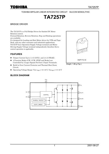 TA7257P - Datasheet Catalog