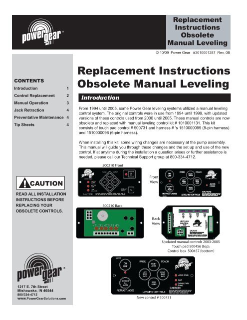 Replacement Instructions Obsolete Manual Leveling - Power Gear