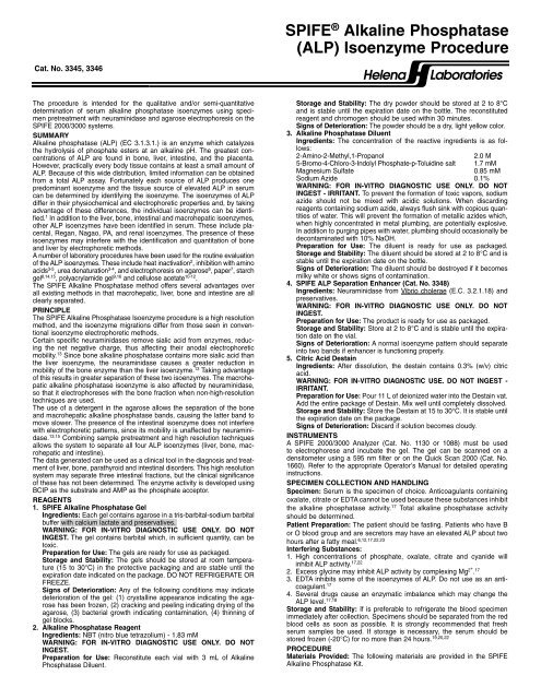 SPIFE® Alkaline Phosphatase (ALP) Isoenzyme Procedure - Helena
