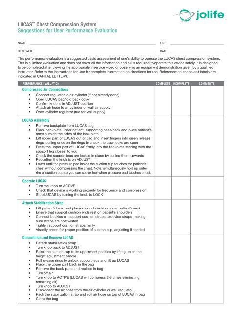 LUCAS Chest Compression System User ... - Physio Control