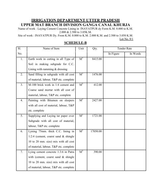 Lower Mat Branch Division Ganga Canal, Mathura - Irrigation ...