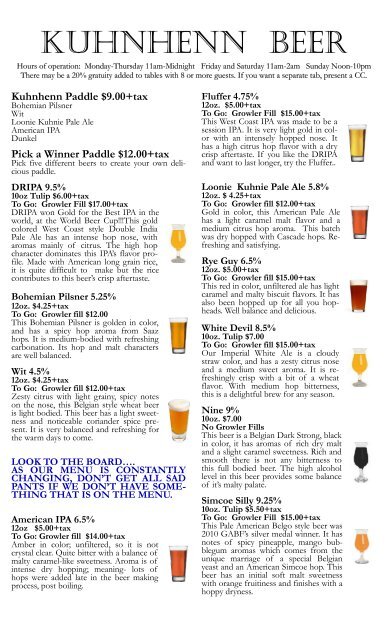 Kuhnhenn Beer Kuhnhenn Brewing Co