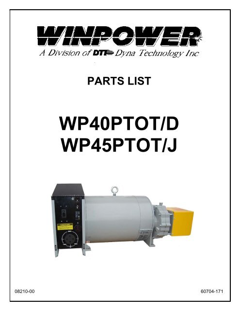 parts list wp40ptot/d wp45ptot/j - Winco Generators