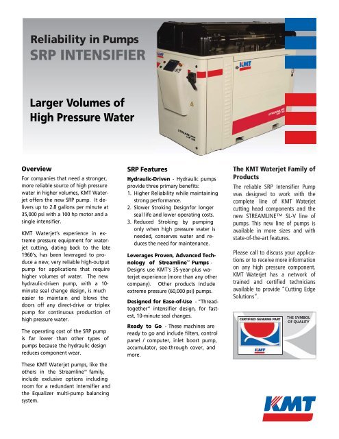 SRP INTENSIFIER - KMT Waterjet Systems