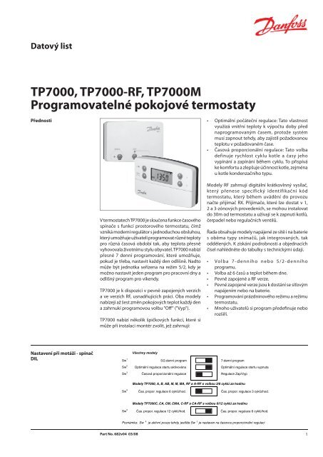 Programovatelné termostaty řady TP7000 - Danfoss