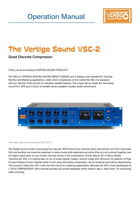 The Vertigo Sound VSC-2 Operation Manual