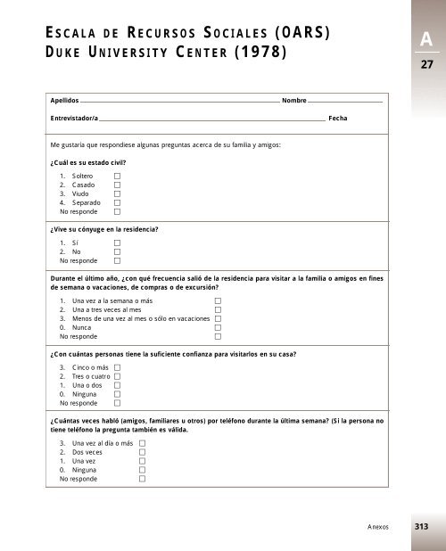 OARS-Escala de recursos sociales