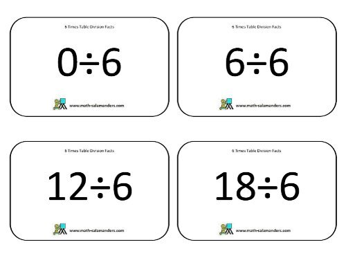 6 Times Table Division Flashcards With Answers Math Salamanders 6 Times Table Division Flashcards With Answers Math Salamanders