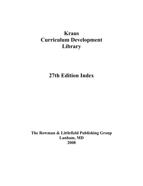 Kraus Curriculum Development Library