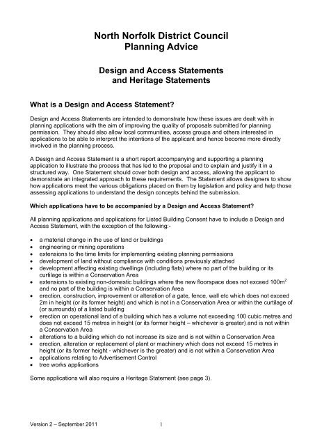 Design and Access Statements - North Norfolk District Council