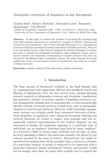 Automatic extraction of semantics in law documents - ResearchGate