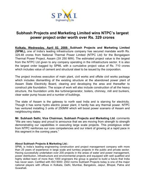 SPML Infra Limited wins NTPC's largest power project order worth ...