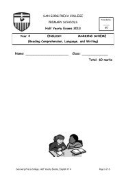 SAN GORG PRECA COLLEGE PRIMARY SCHOOLS Half Yearly ...