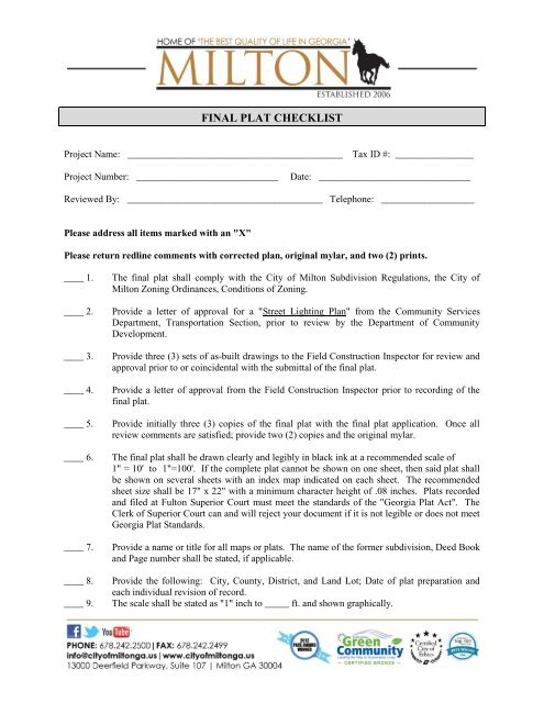 FINAL PLAT CHECKLIST - Cityofmiltonga.org