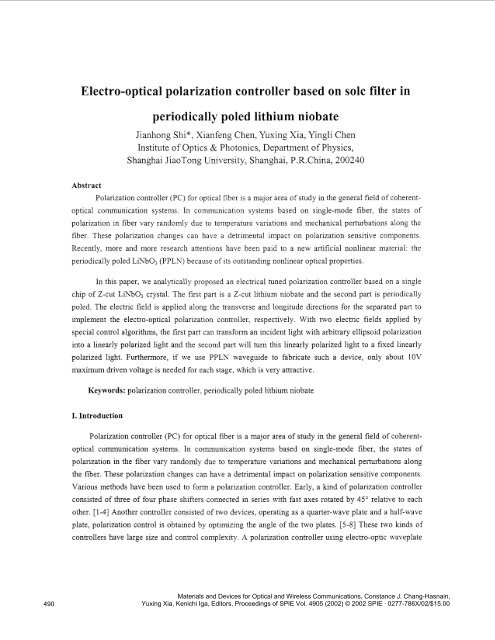 Electro-optical polarization controller based on Solc filter in ...