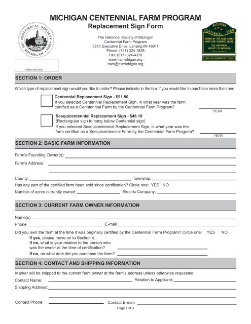 MICHIGAN CENTENNIAL FARM