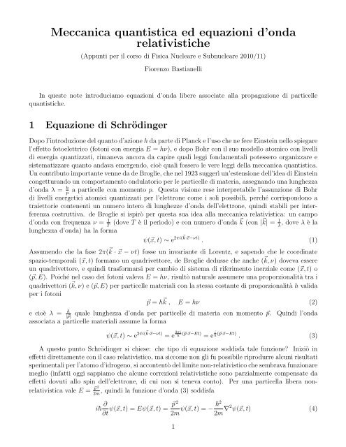 Equazioni Della Fisica Quantistica Trattato Di Fisica Quantistica