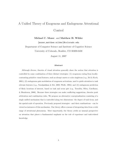 A Unified Theory of Exogenous and Endogenous Attentional Control