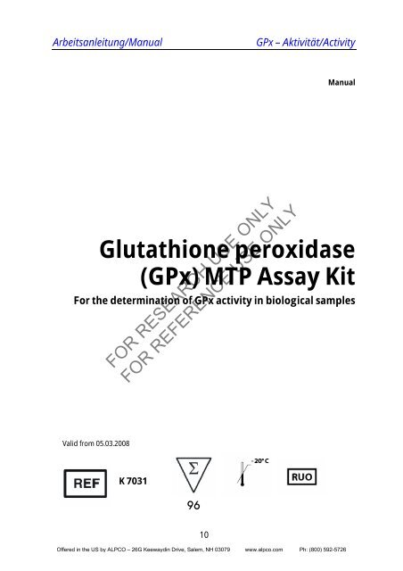 Glutathione peroxidase (GPx) MTP Assay Kit