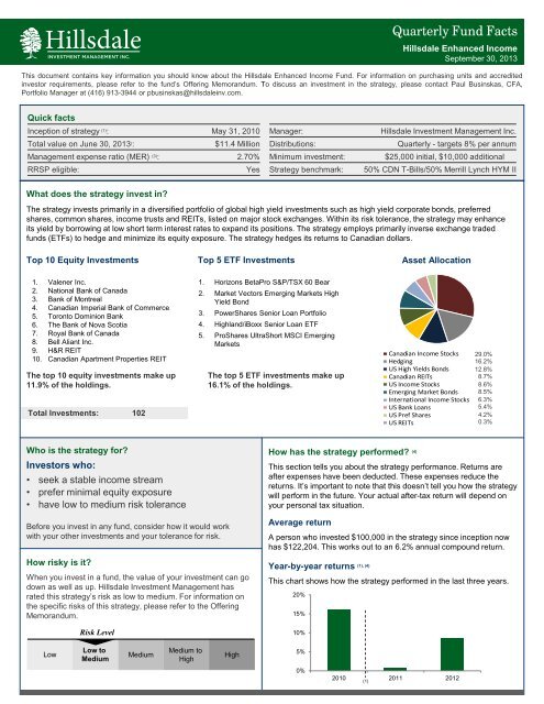 Fund Fact Sheet (PDF) - Hillsdale Investment Management