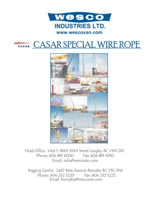 CASAR SPECIAL WIRE ROPE - Wesco Industries Ltd.
