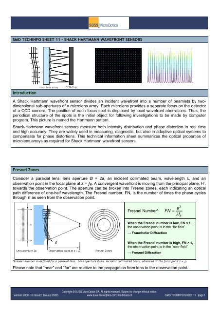 SMO TechInfo Sheet 11 - SUSS MicroOptics