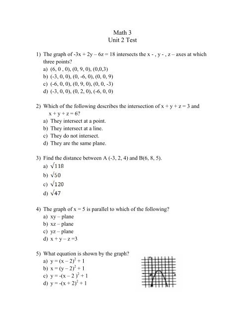Math III, Unit 2 Assessment - Ciclt.net