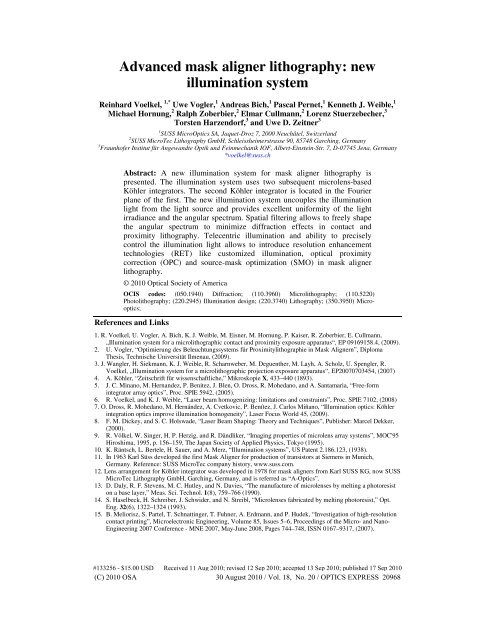 Advanced mask aligner lithography - SUSS MicroOptics