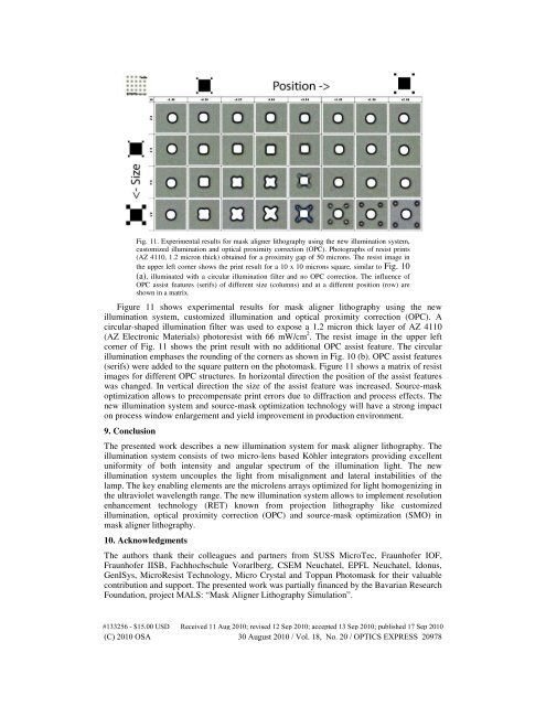 Fig. 10. Experimental res