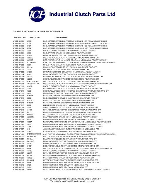 Website WPT Manual PTO Price List - Industrial Clutch Parts Limited