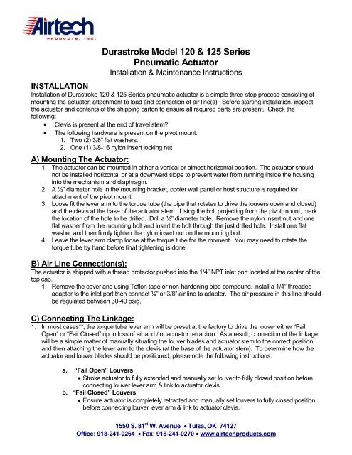 Durastroke Series 120 & 125 - Airtech Products, Inc.