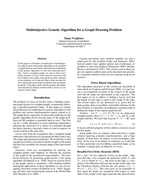 Multiobjective Genetic Algorithm For A Graph Drawing Citeseerx 