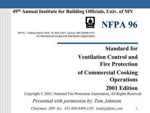 NFPA 96 Overview - Johnson Diversified Products