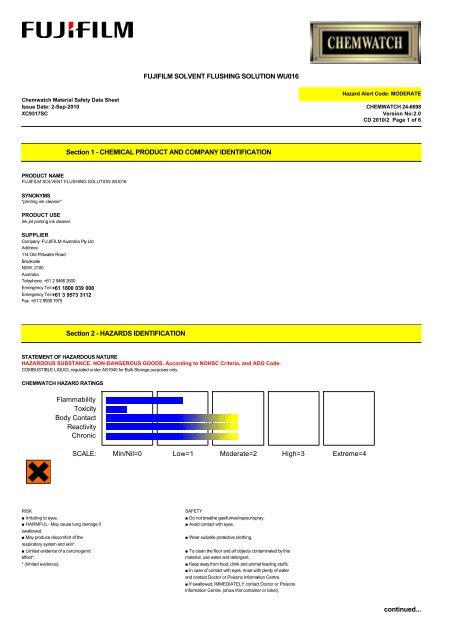 color+ wu016 flushing solution - FUJIFILM Australia