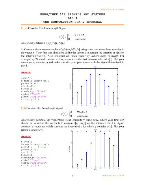 eeng/infe 226 signals and systems lab 4 the convolution ... - faraday