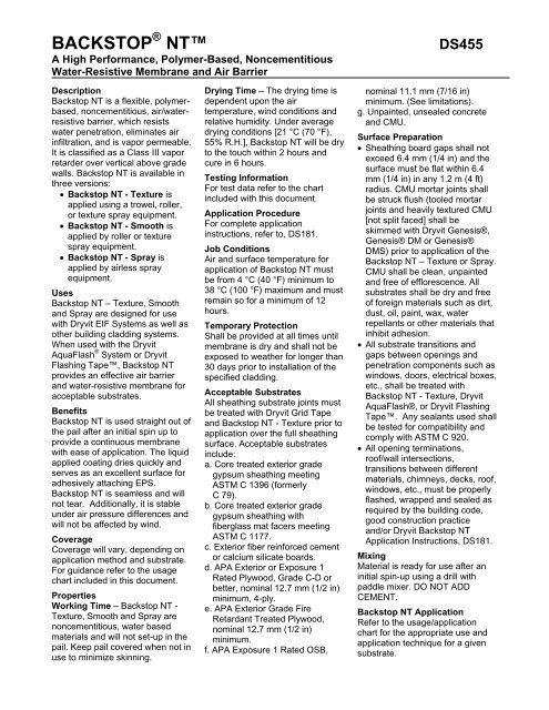 Backstop NT - DS455 - Dryvit