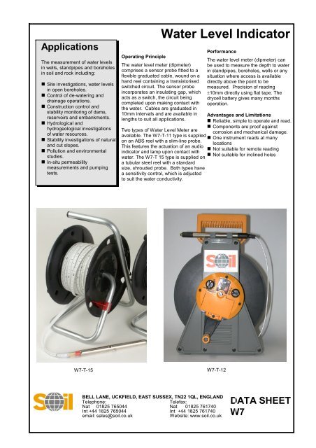 Water Level Indicator DATA SHEET W7
