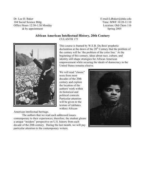 African American Intellectual History, 20th Century - Duke