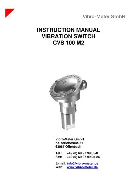 INSTRUCTION MANUAL VIBRATION SWITCH CVS 100 M2