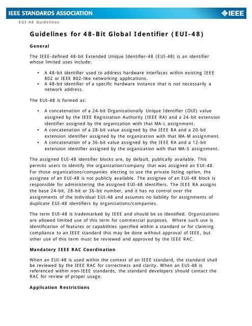 EUI-48 - The IEEE Standards Association